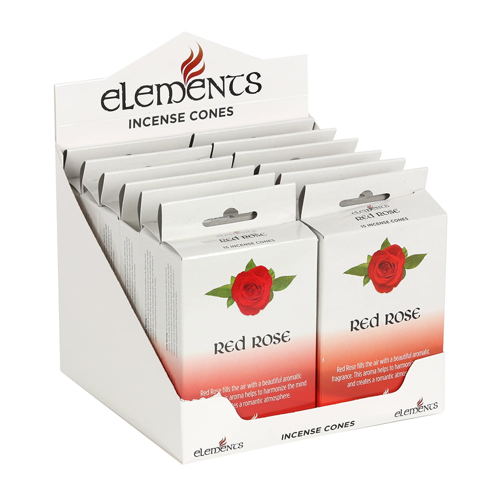 Set of 12 Packets of Elements Red Rose Incense Cones - Pen-Y-Coed ...
