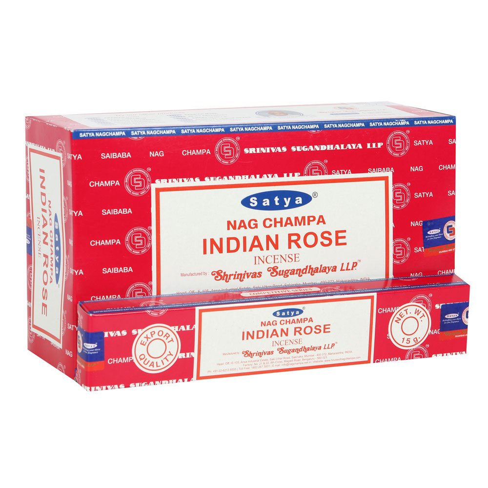 Set of 12 Packets of Satya Indian Rose Incense Sticks - Pen-Y-Coed ...